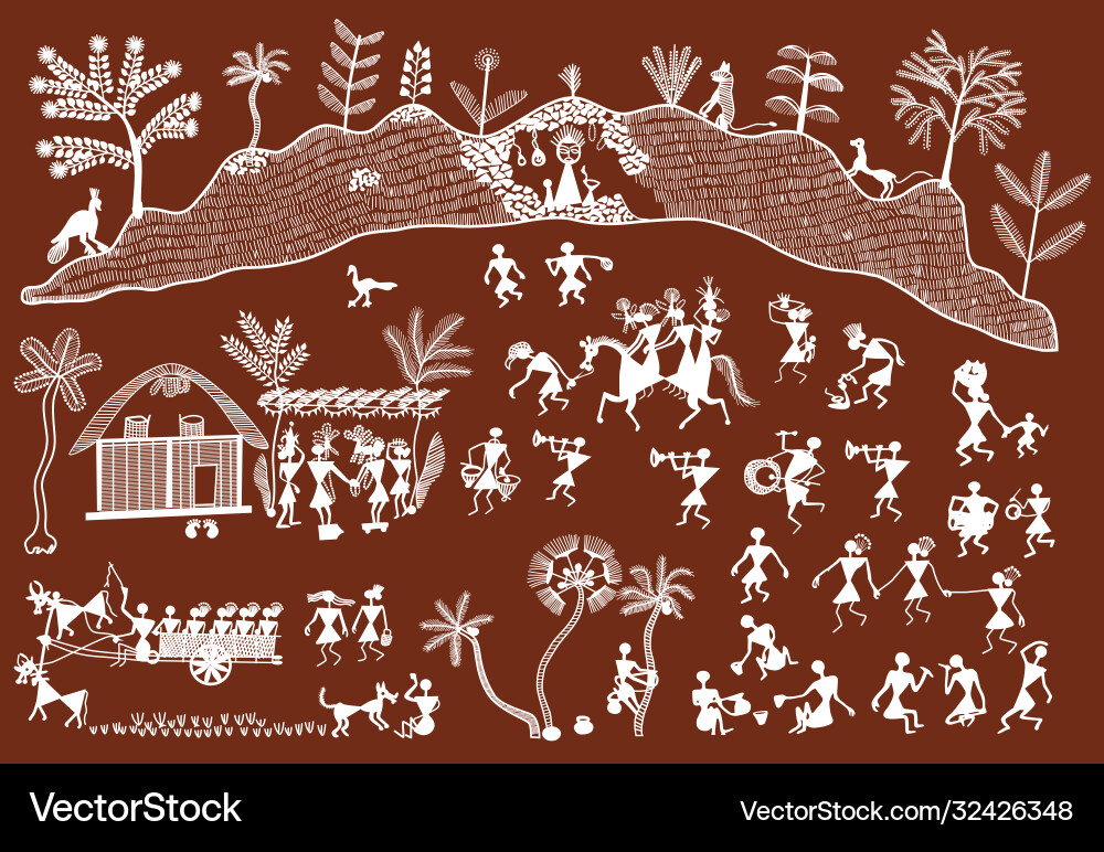 Warli Art Vector Images (41)