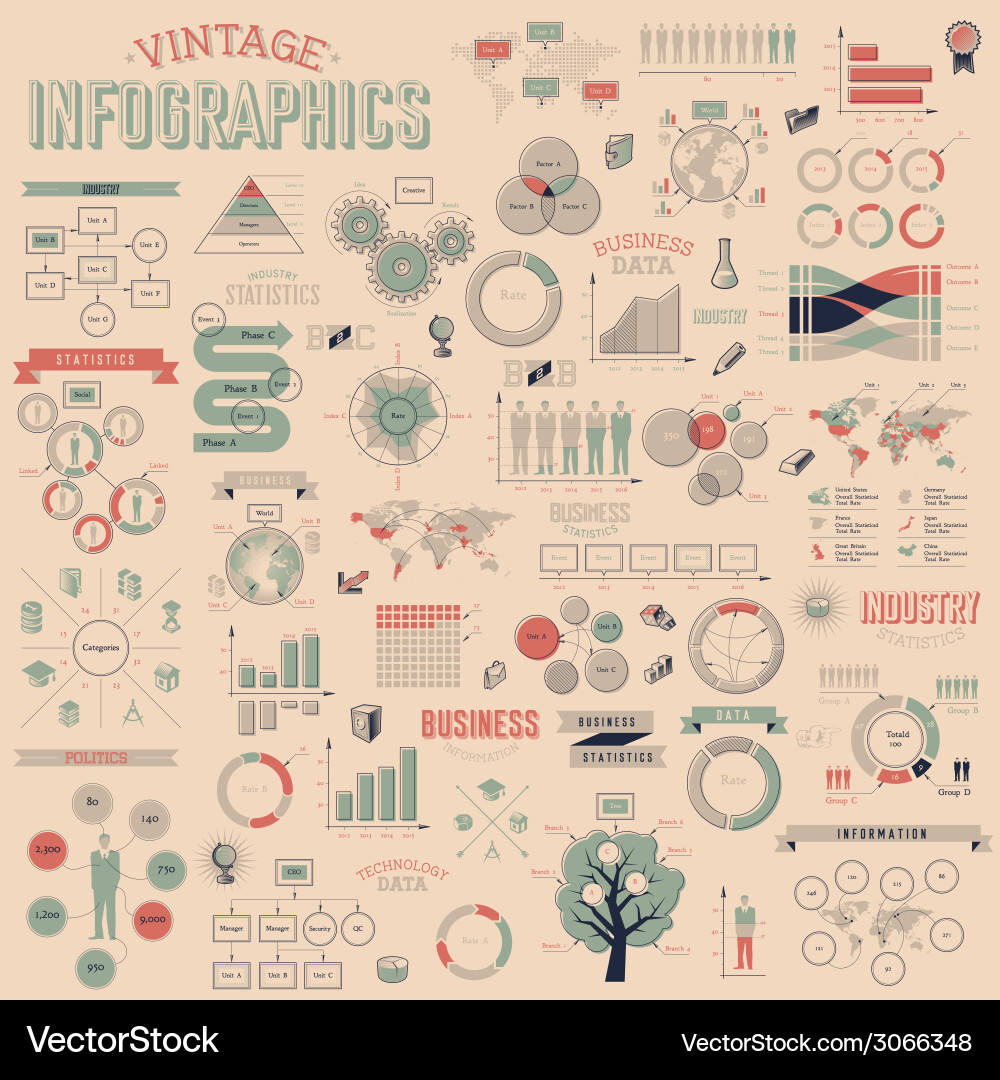 Vintage infographics with data icons Royalty Free Vector