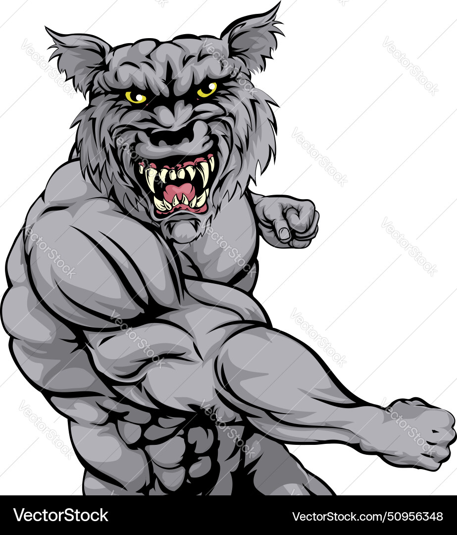 Wolf character punching Royalty Free Vector Image