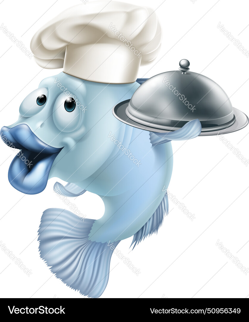 Chef Fish with Cloche Royalty Free Vector Image