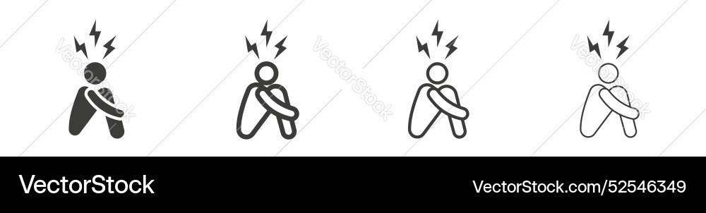 Depression icon set on white background Royalty Free Vector