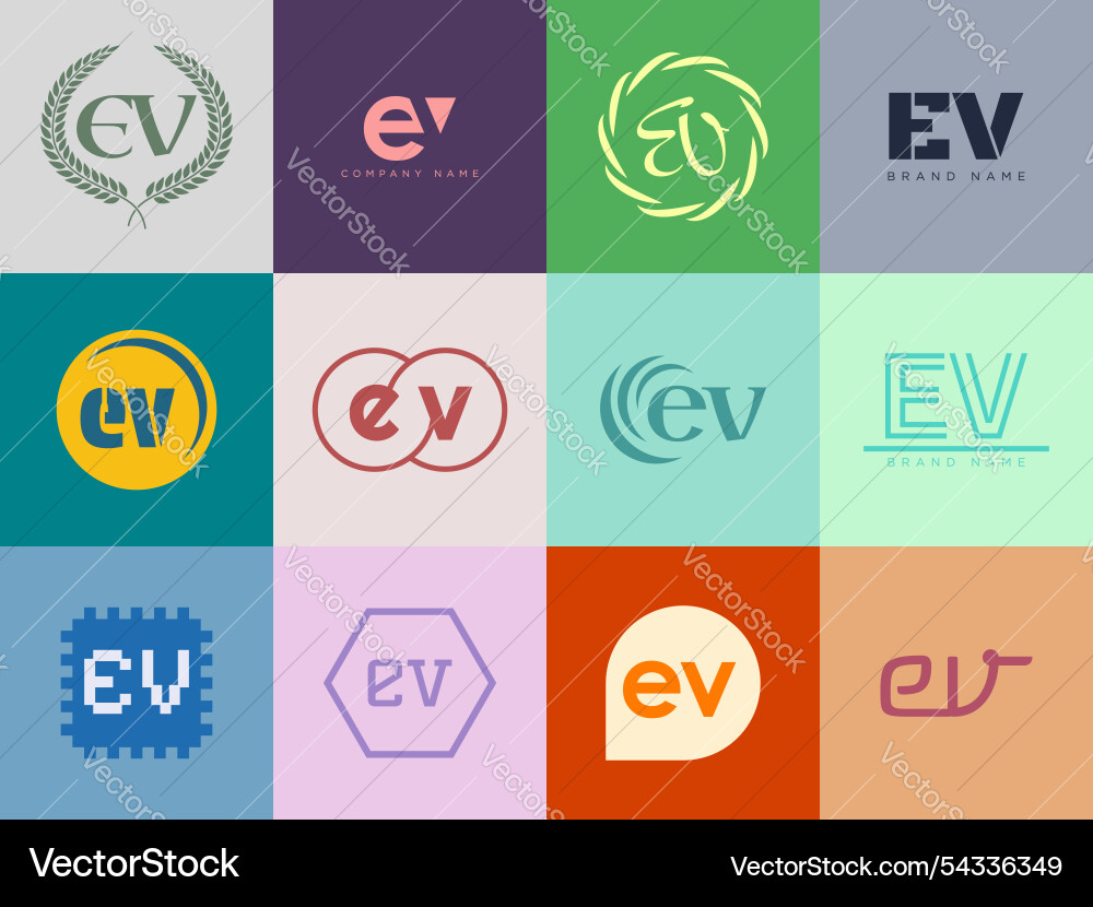 Ev logo company template letter e and v logotype Vector Image