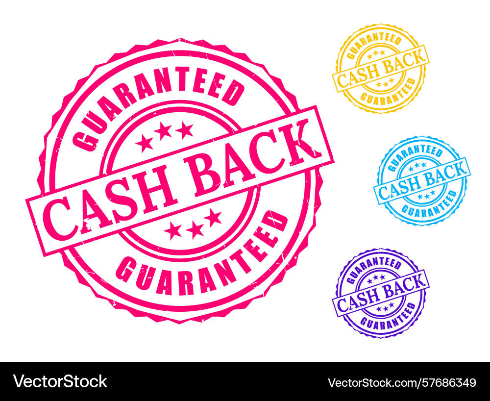 Guaranteed money return stamps cashback label set Vector Image