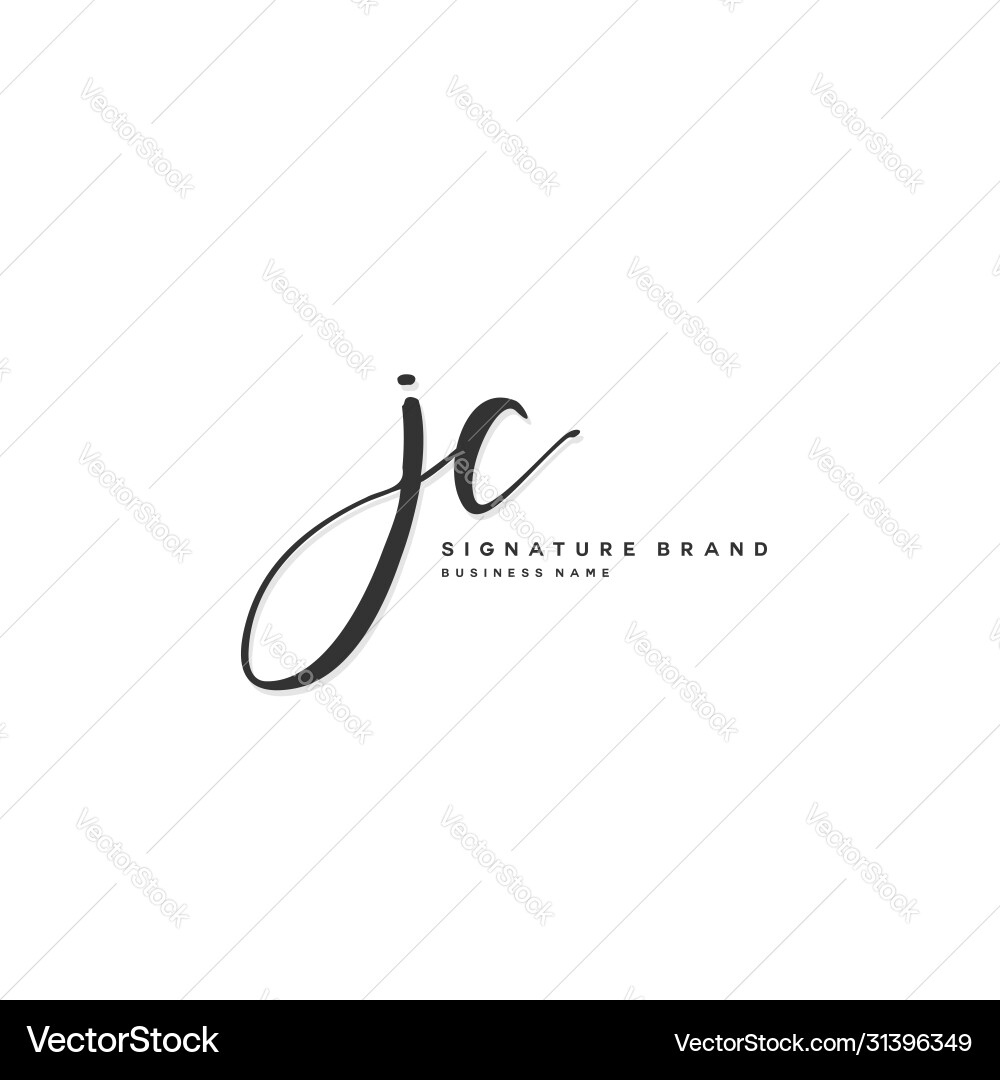 J c jc initial letter handwriting and signature Vector Image