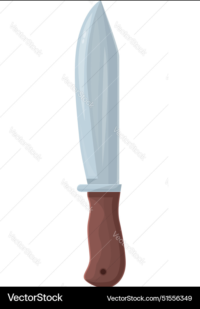 Large sharp hunting knife with wooden handle Vector Image