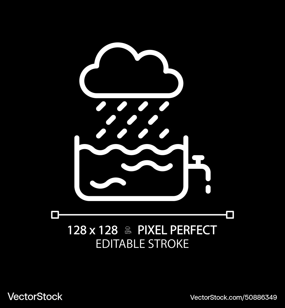 Rain water white linear icon for dark theme Vector Image