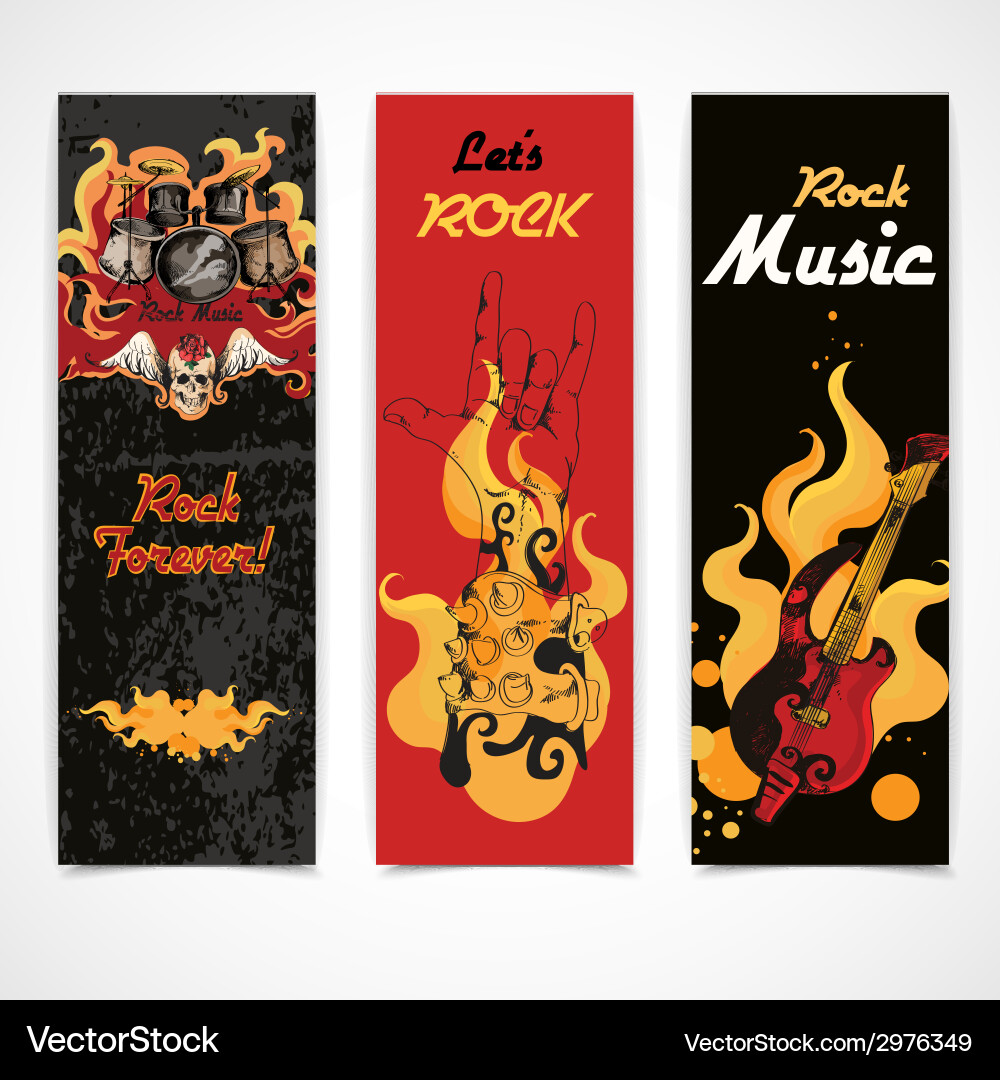 Rock music banners set Royalty Free Vector Image