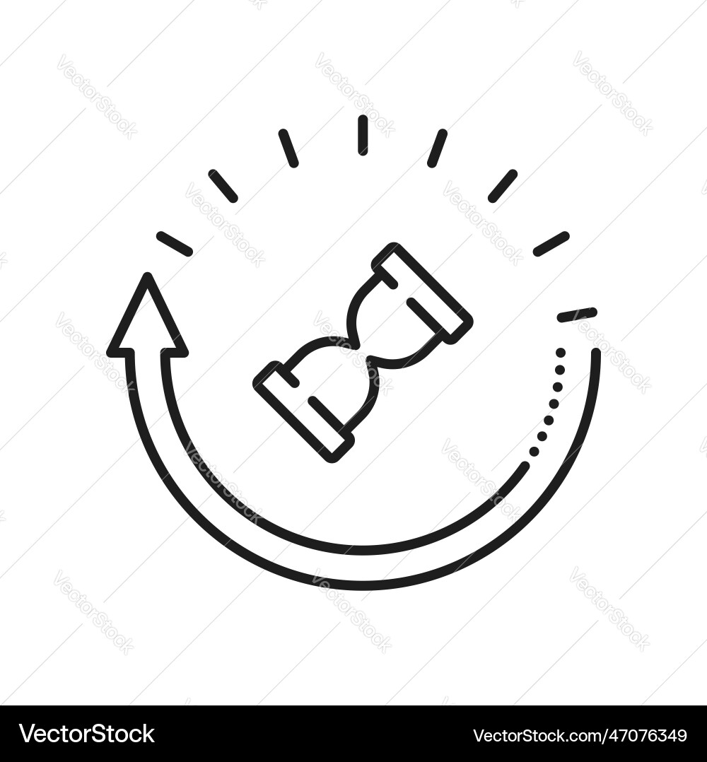 Rotating sand watch timer clock outline icon Vector Image