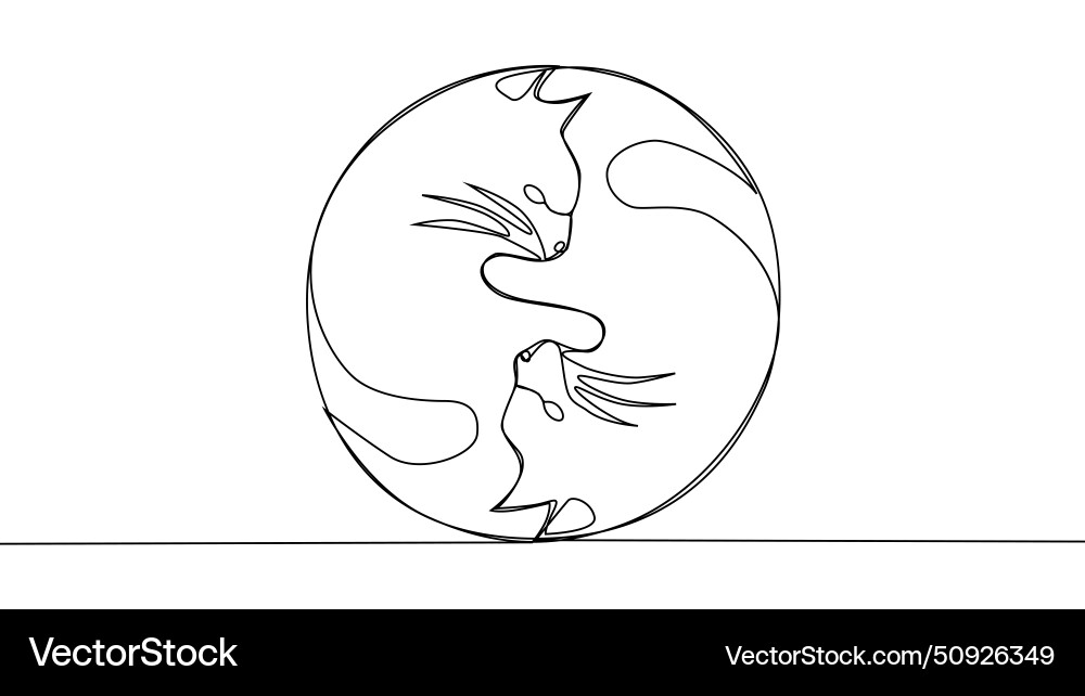 Self-drawing yin yang cats are a symbol Royalty Free Vector
