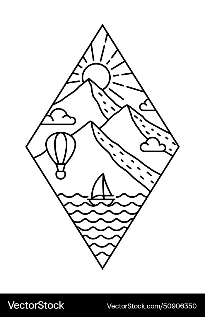 Beautiful nature line art Royalty Free Vector Image