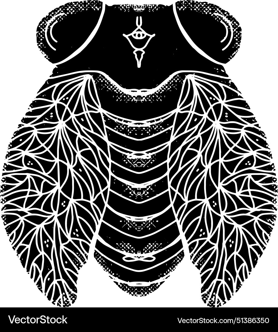 Cicada in linocut style graphic arts element Vector Image