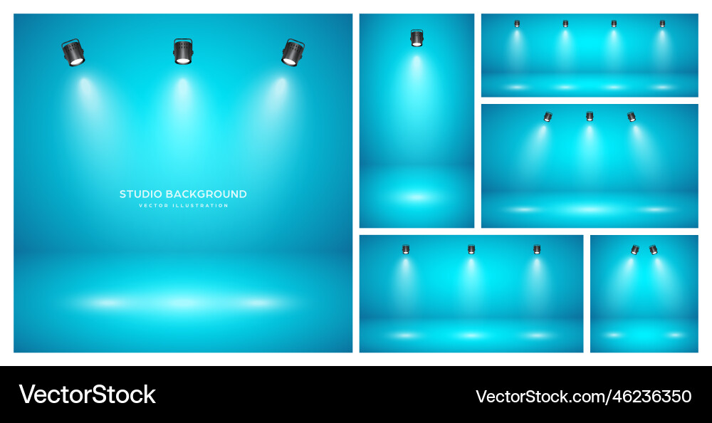 Empty blue studio abstract backgrounds Royalty Free Vector