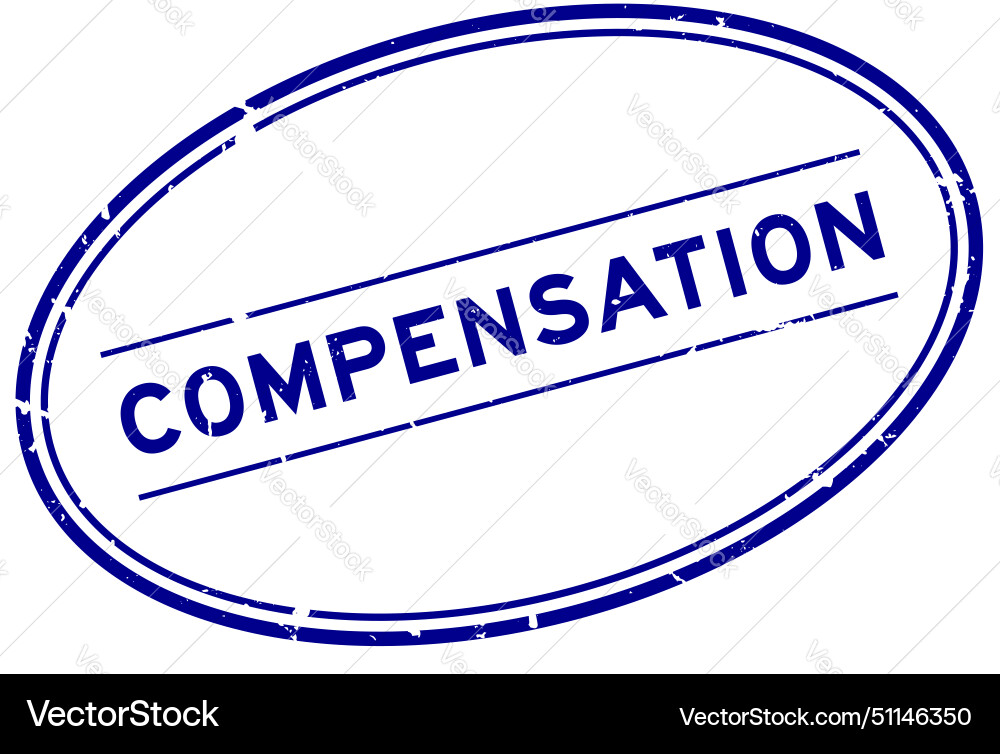 Grunge blue compensation word oval rubber stamp Vector Image