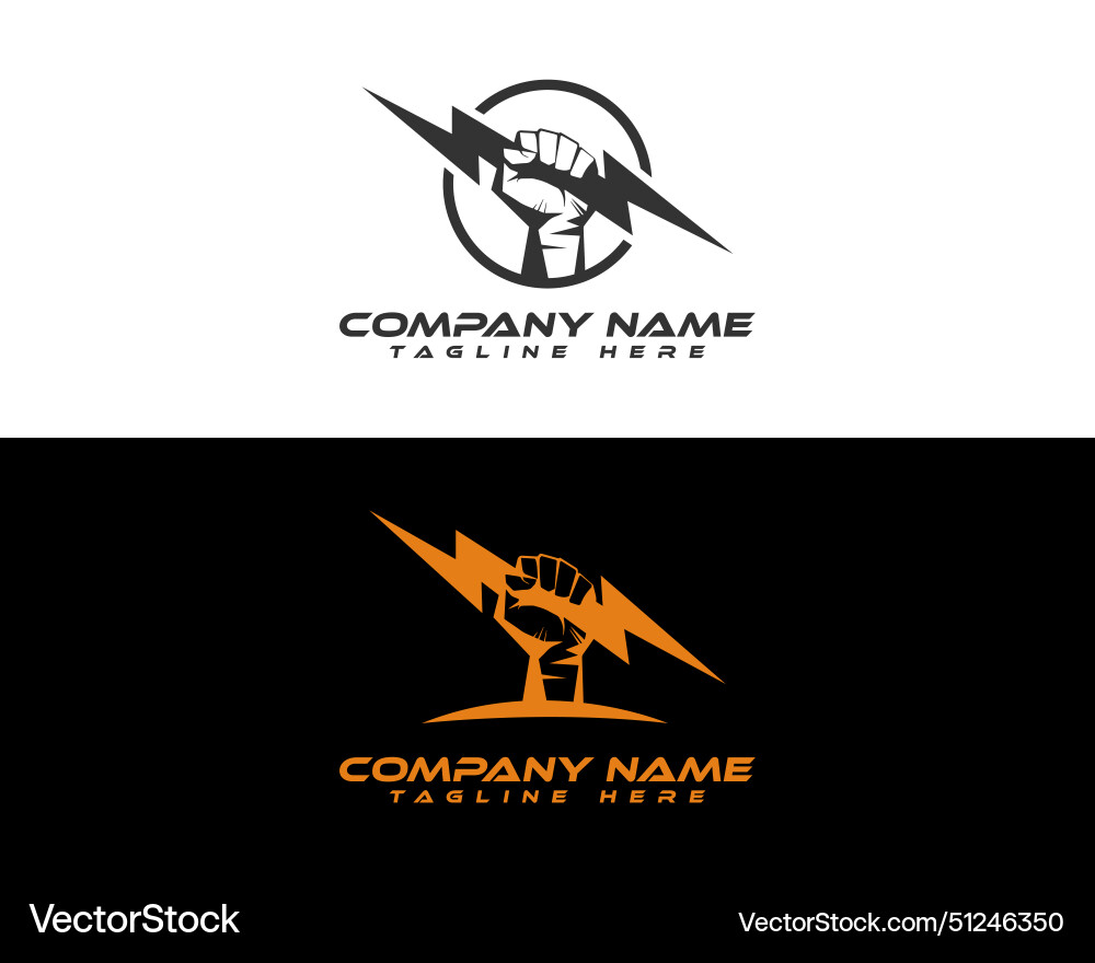 Hand holding lightning bolt logo design Royalty Free Vector