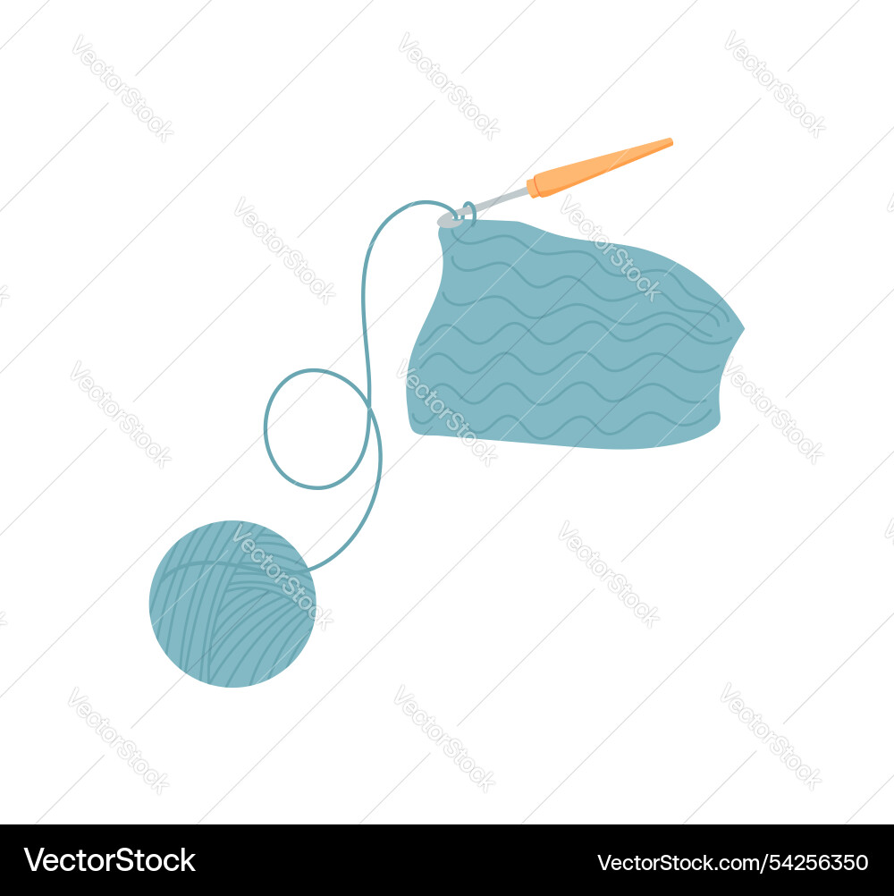 Knitting wool ball and crochet Royalty Free Vector Image