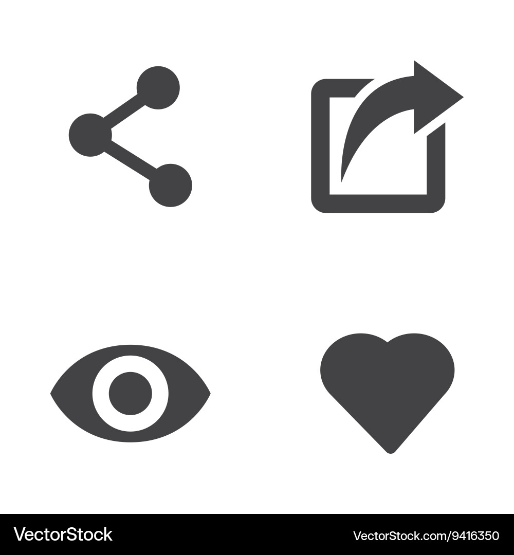 Like share view icon set Royalty Free Vector Image