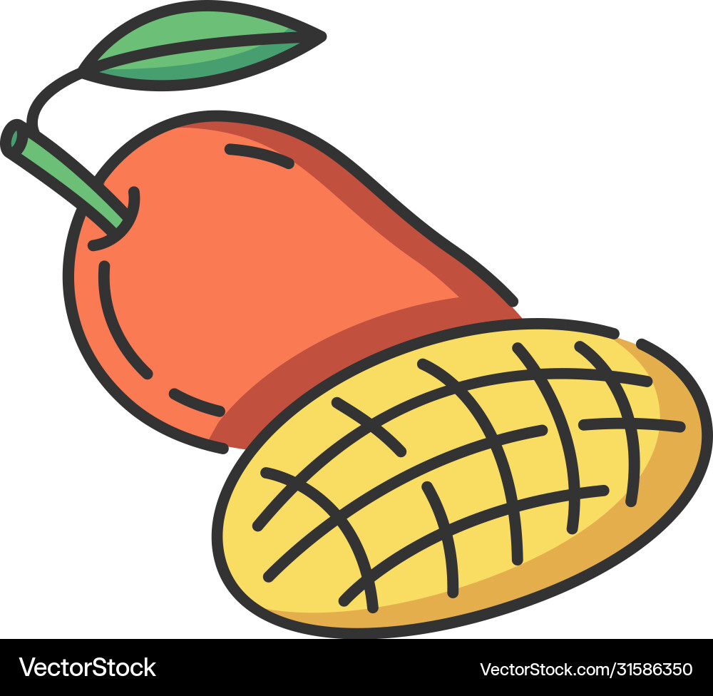 Mango fruit rgb color icon Royalty Free Vector Image