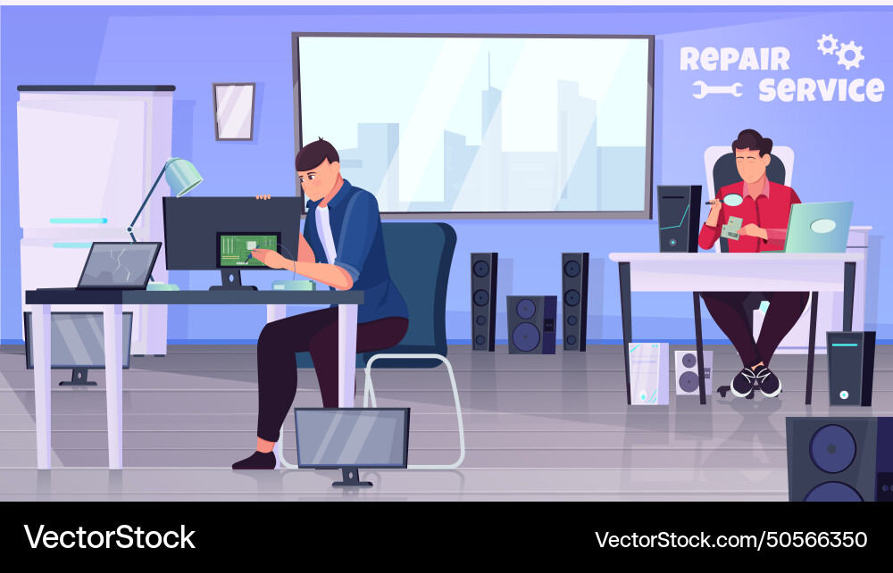 Repair service process Royalty Free Vector Image