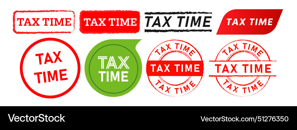 Tax time rectangle and circle rubber stamp label Vector Image
