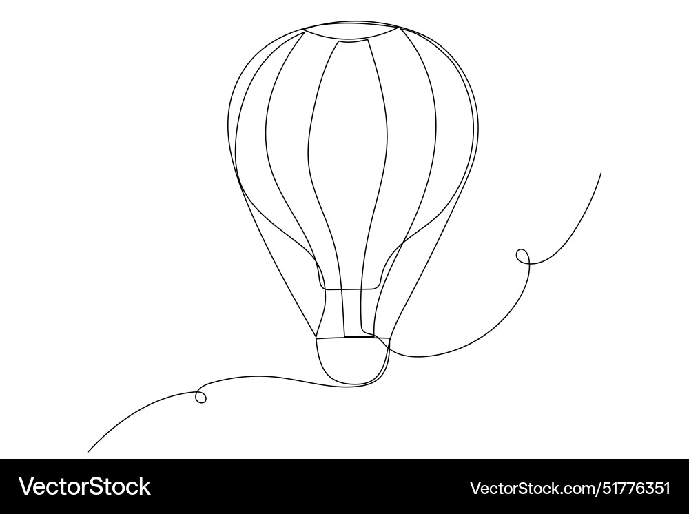 Air balloon one line icon doodle drawing isolated Vector Image