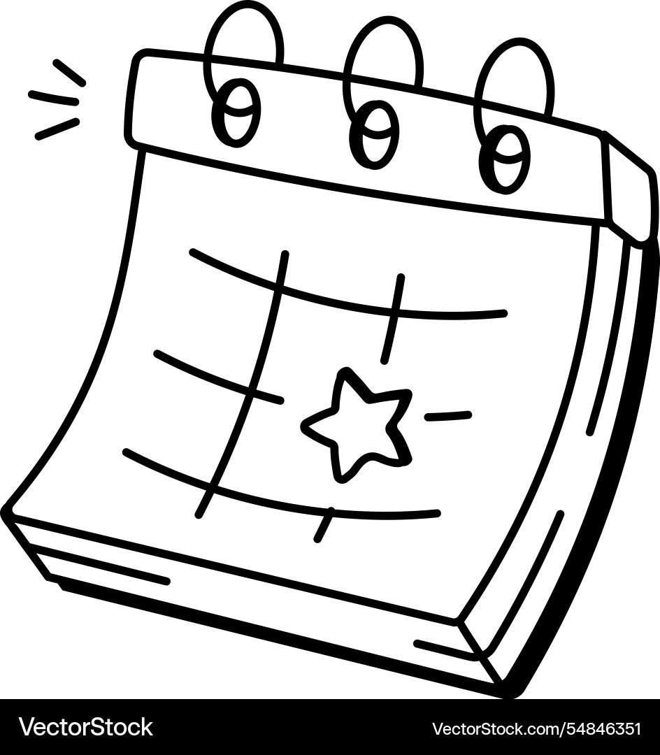 Birthday calendar icon in hand drawn style Vector Image
