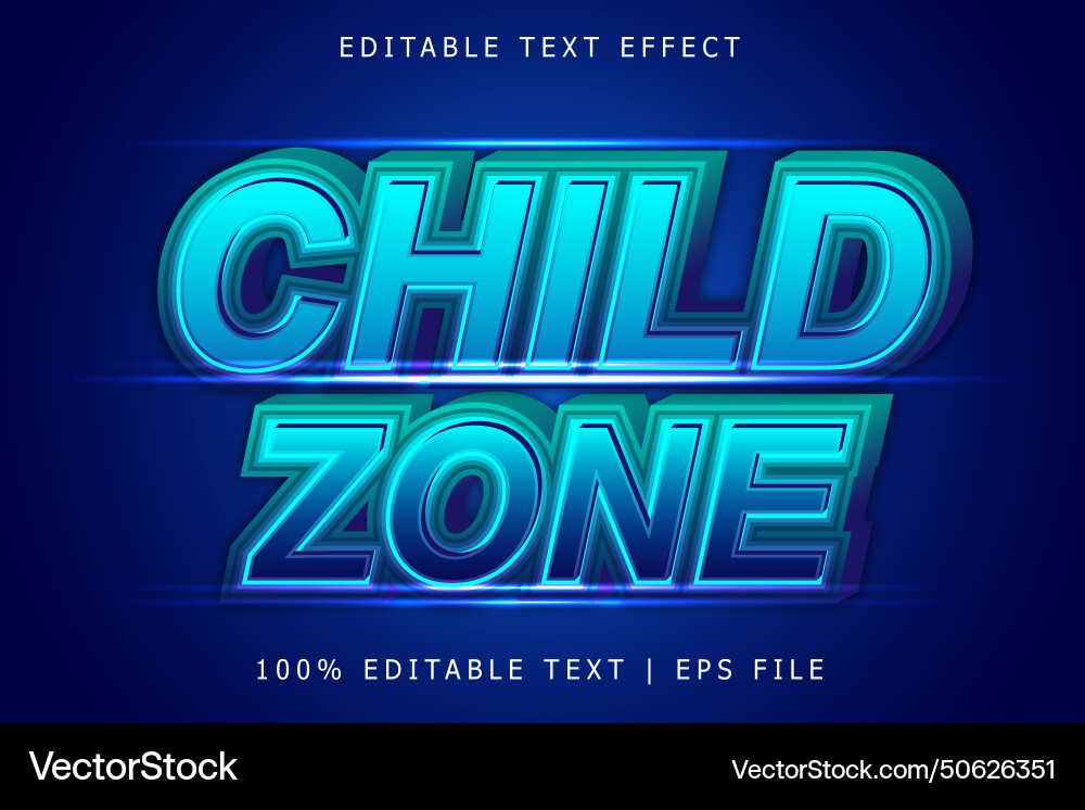 Child zone editable text effect 3 dimension Vector Image