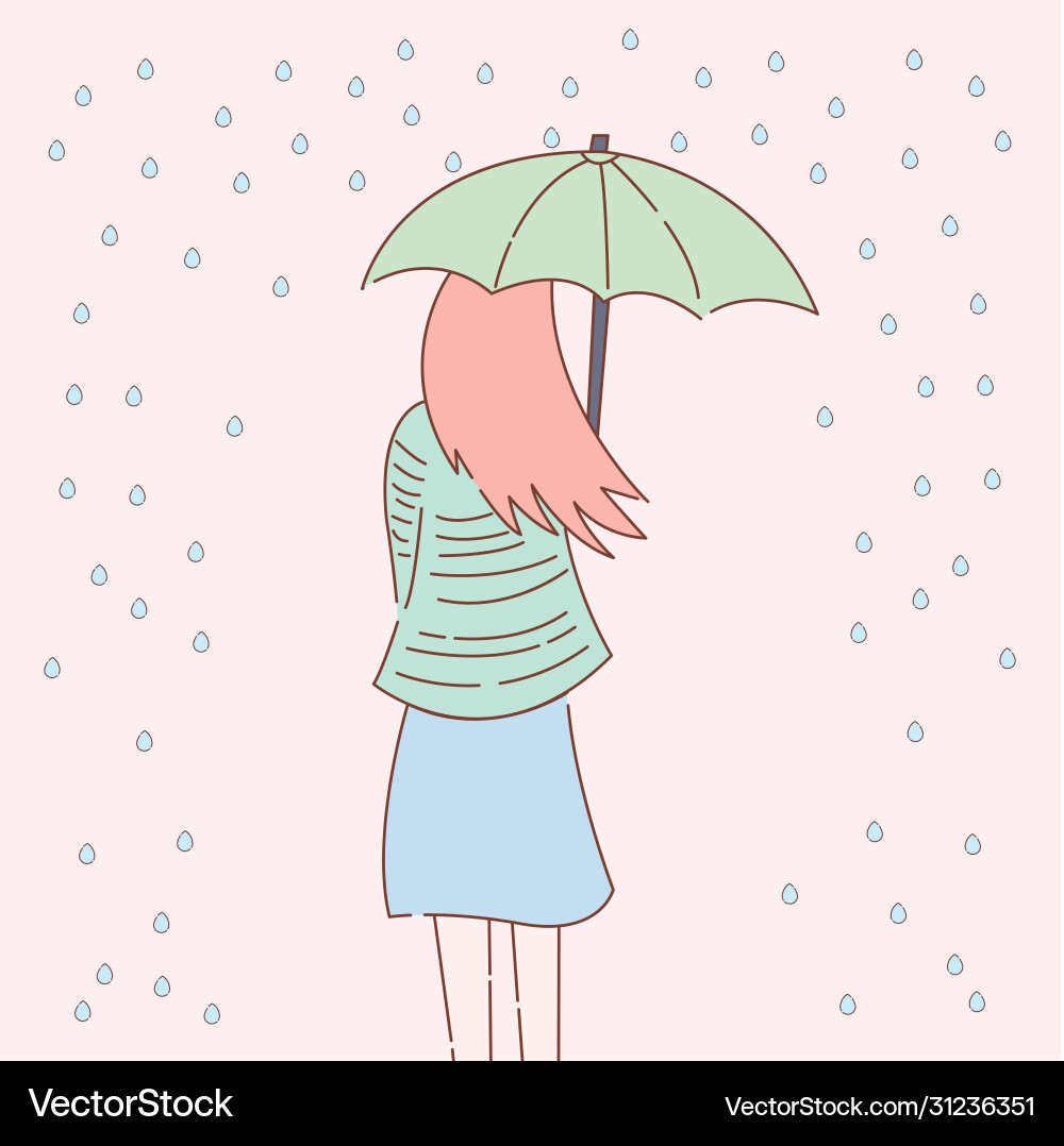 Cute women and rain design Royalty Free Vector Image