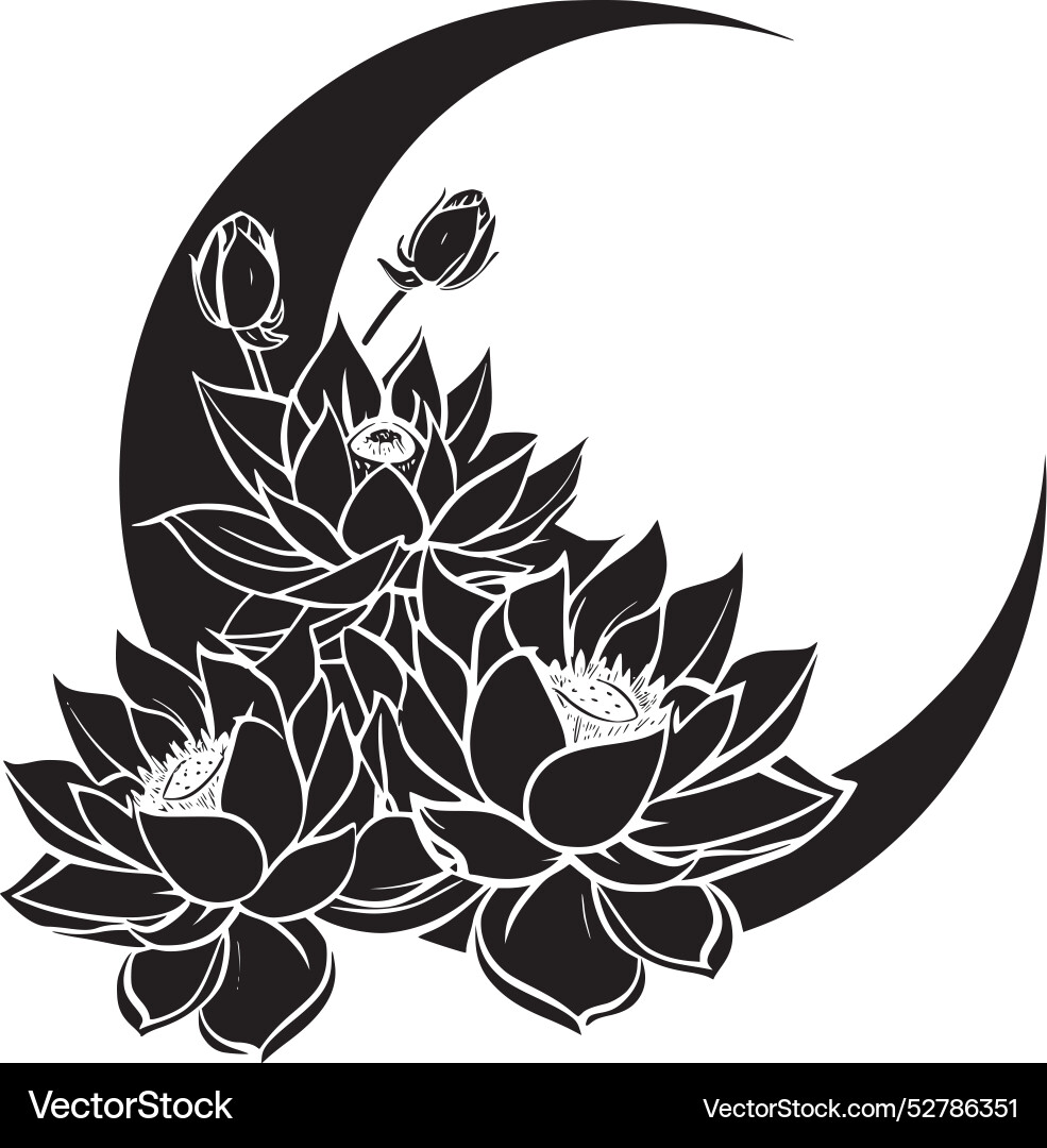 Floral silhouette moon Royalty Free Vector Image