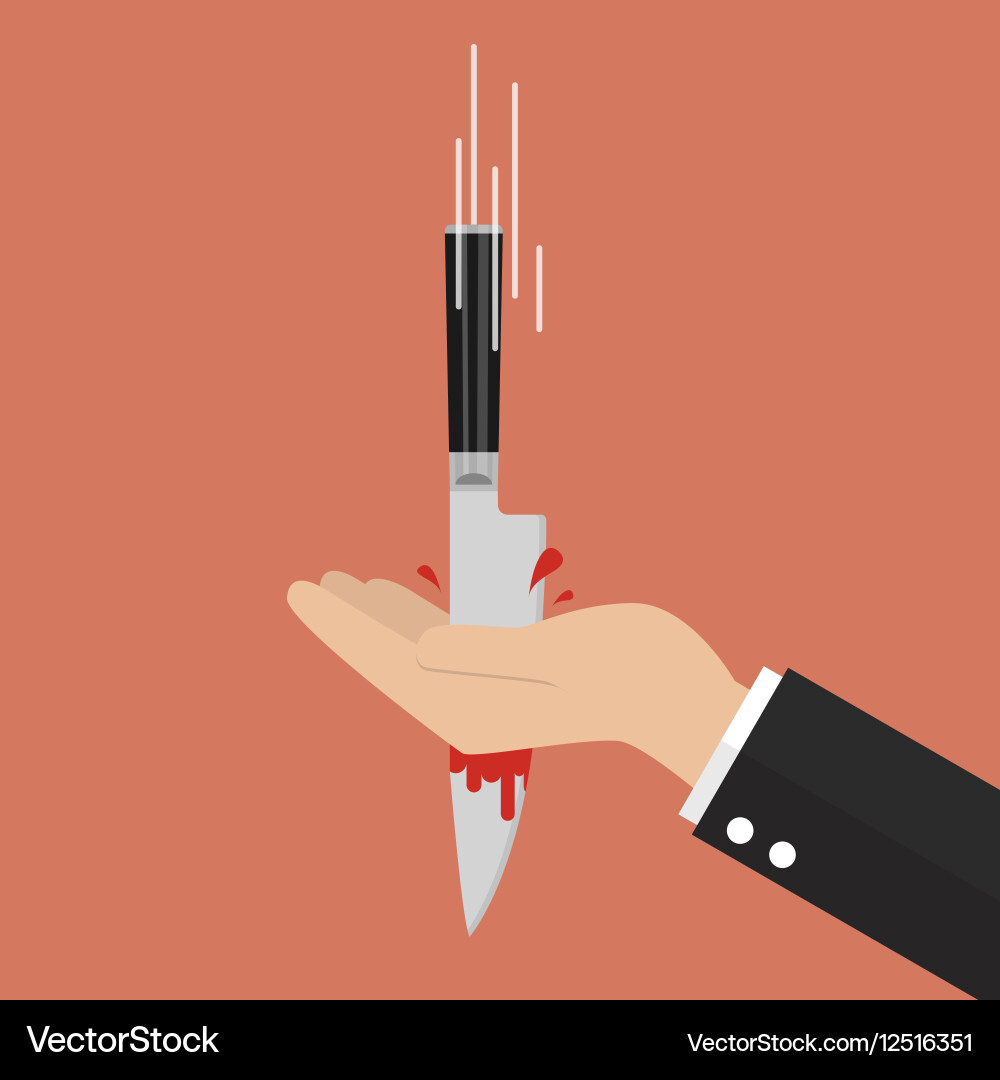 Knife stabbing into hand Royalty Free Vector Image