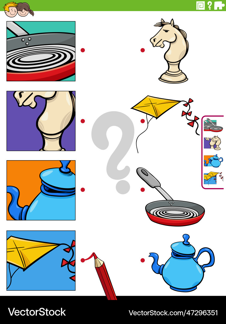 Match cartoon objects and clippings educational Vector Image