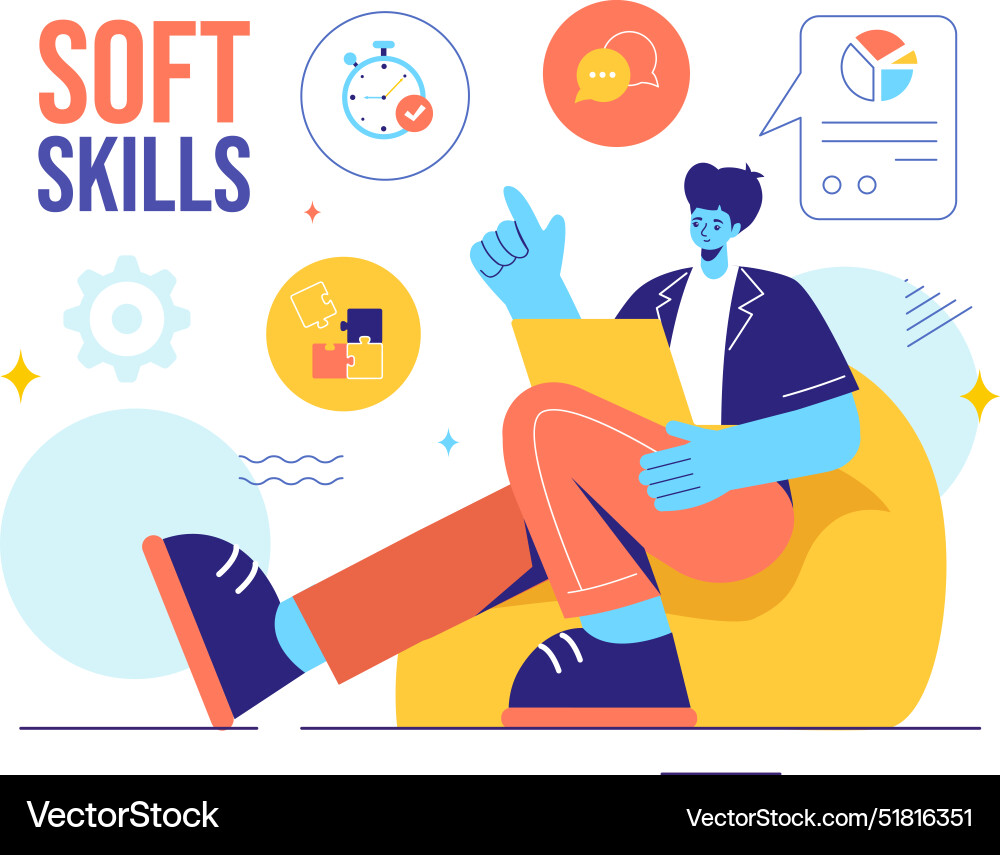 Office workers demonstrating soft skills Vector Image