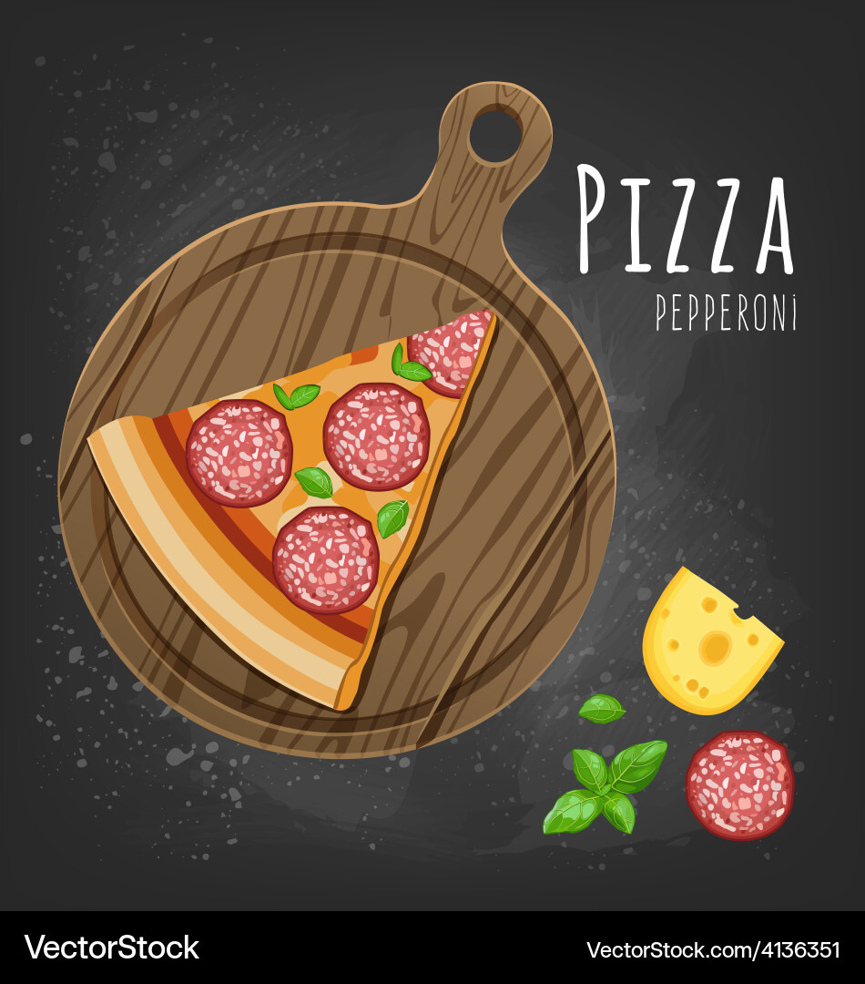 Pizza pepperoni slice Royalty Free Vector Image