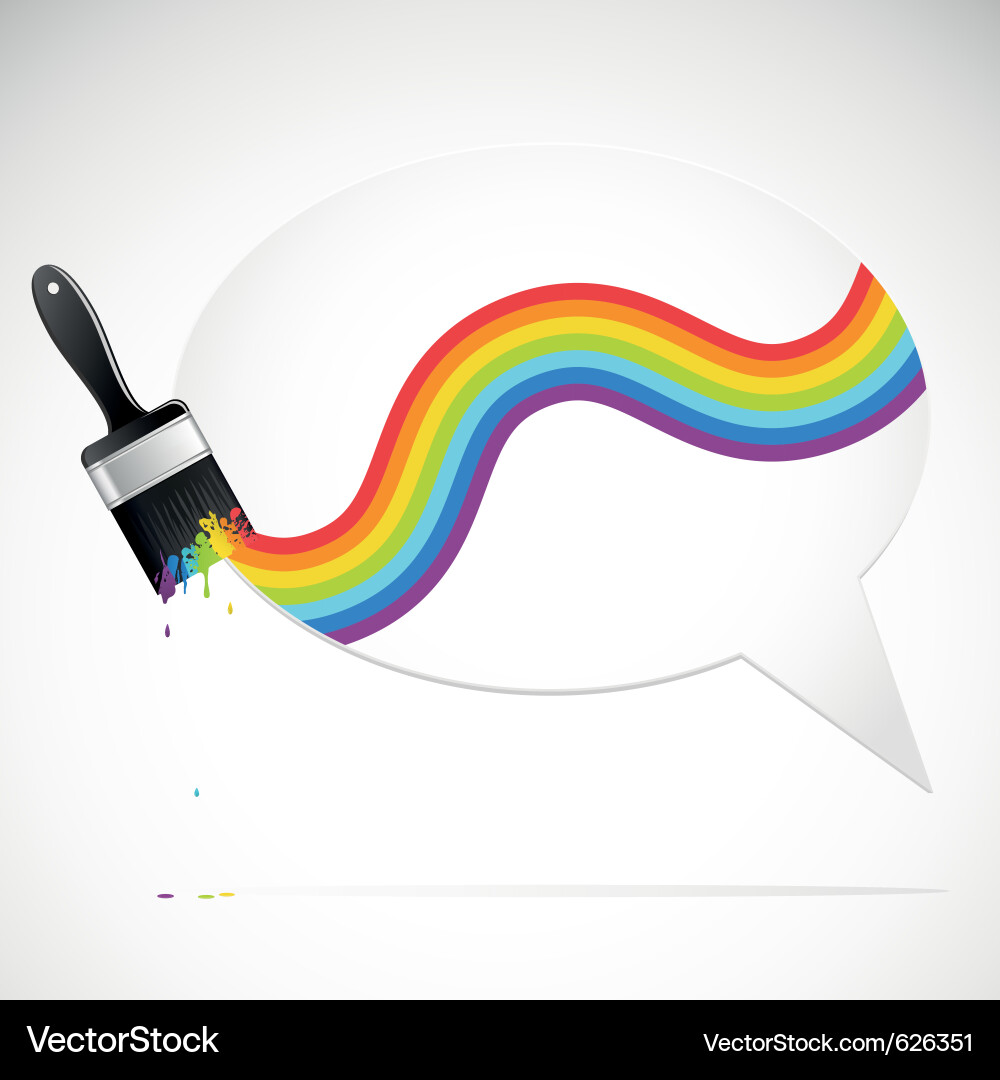 Speech bubble with rainbow brush Royalty Free Vector Image