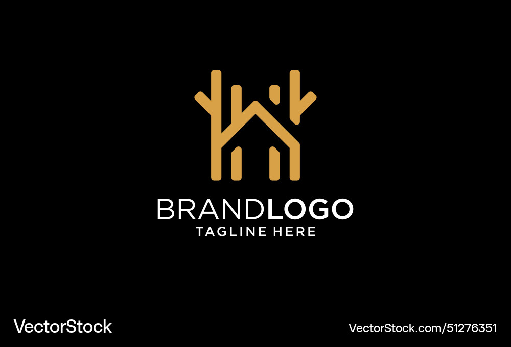 Wood branch letter h logo design Royalty Free Vector Image