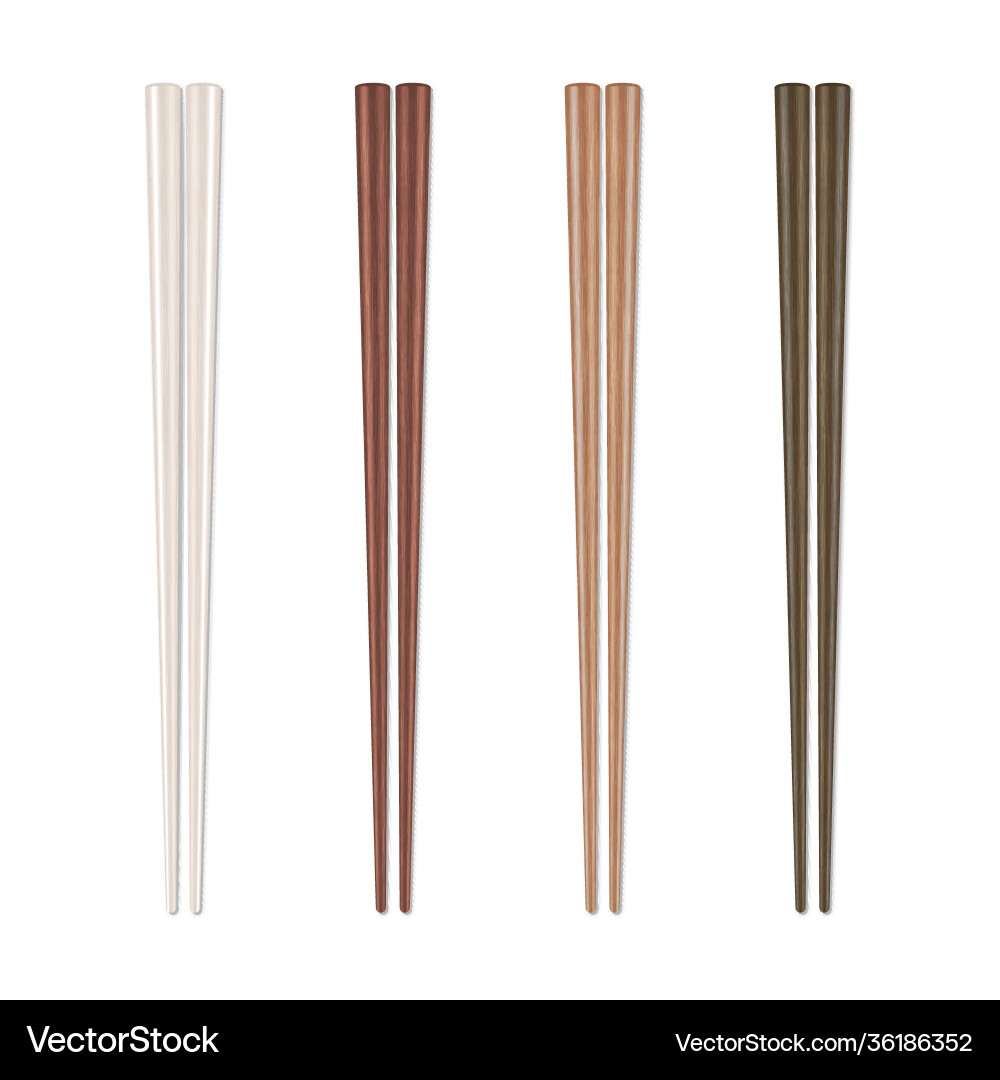 3d realistic wooden chopsticks set closeup Vector Image