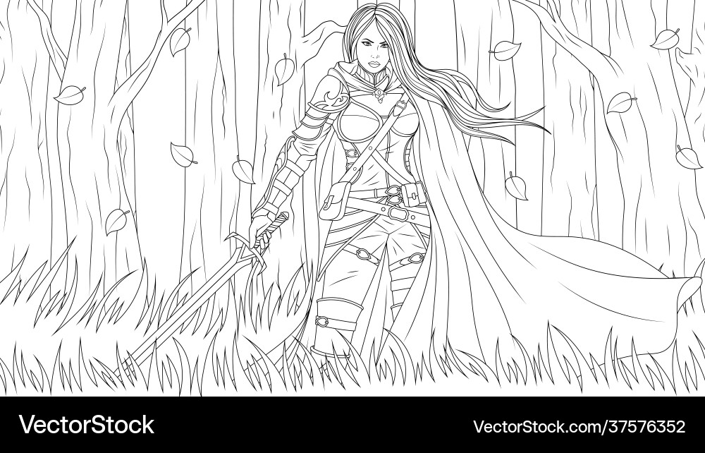 Beautiful girl warrior Royalty Free Vector Image