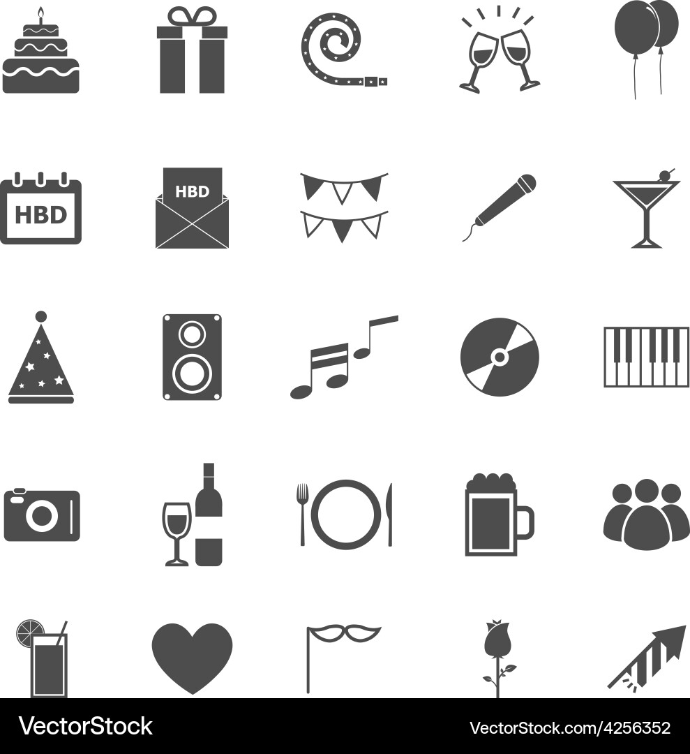 Birthday icons on white background Royalty Free Vector Image