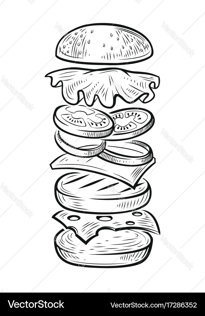 Burger jump Royalty Free Vector Image - VectorStock