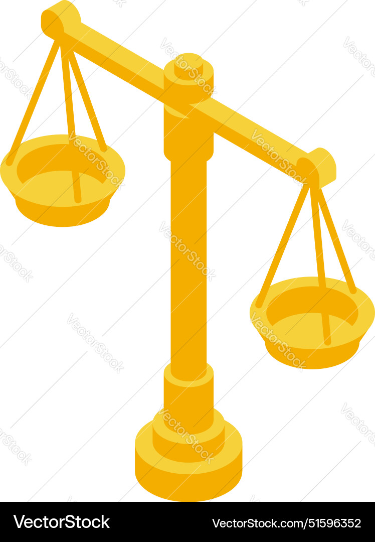 Golden balance scale standing on white background Vector Image