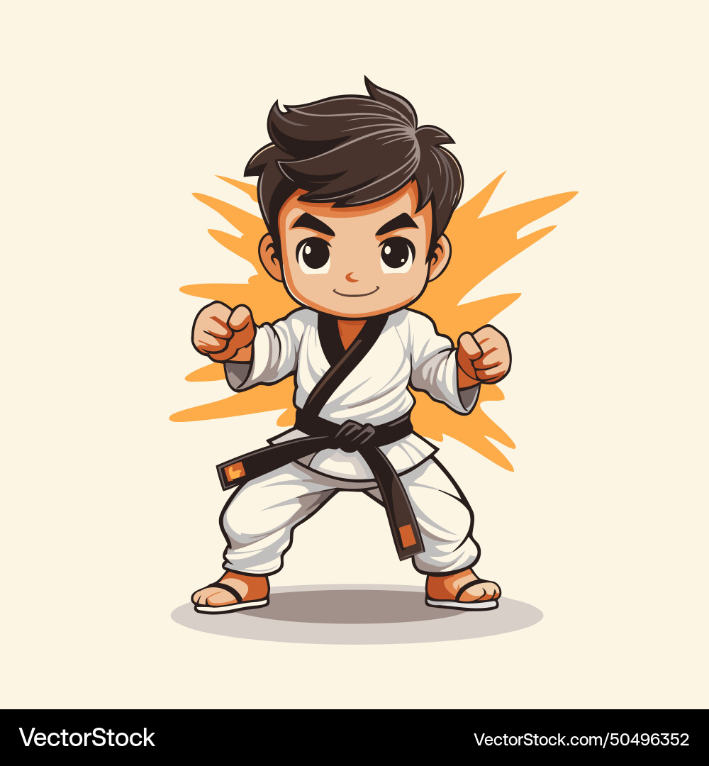 Karate boy cartoon character Royalty Free Vector Image