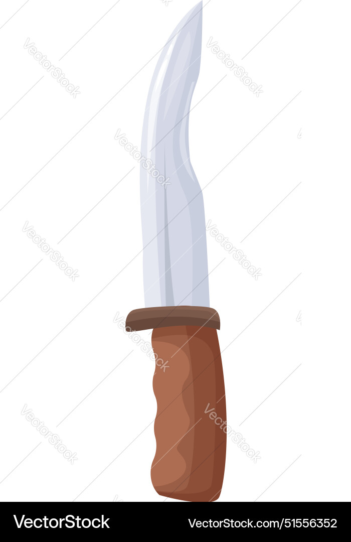 Large sharp hunting knife with wooden handle Vector Image