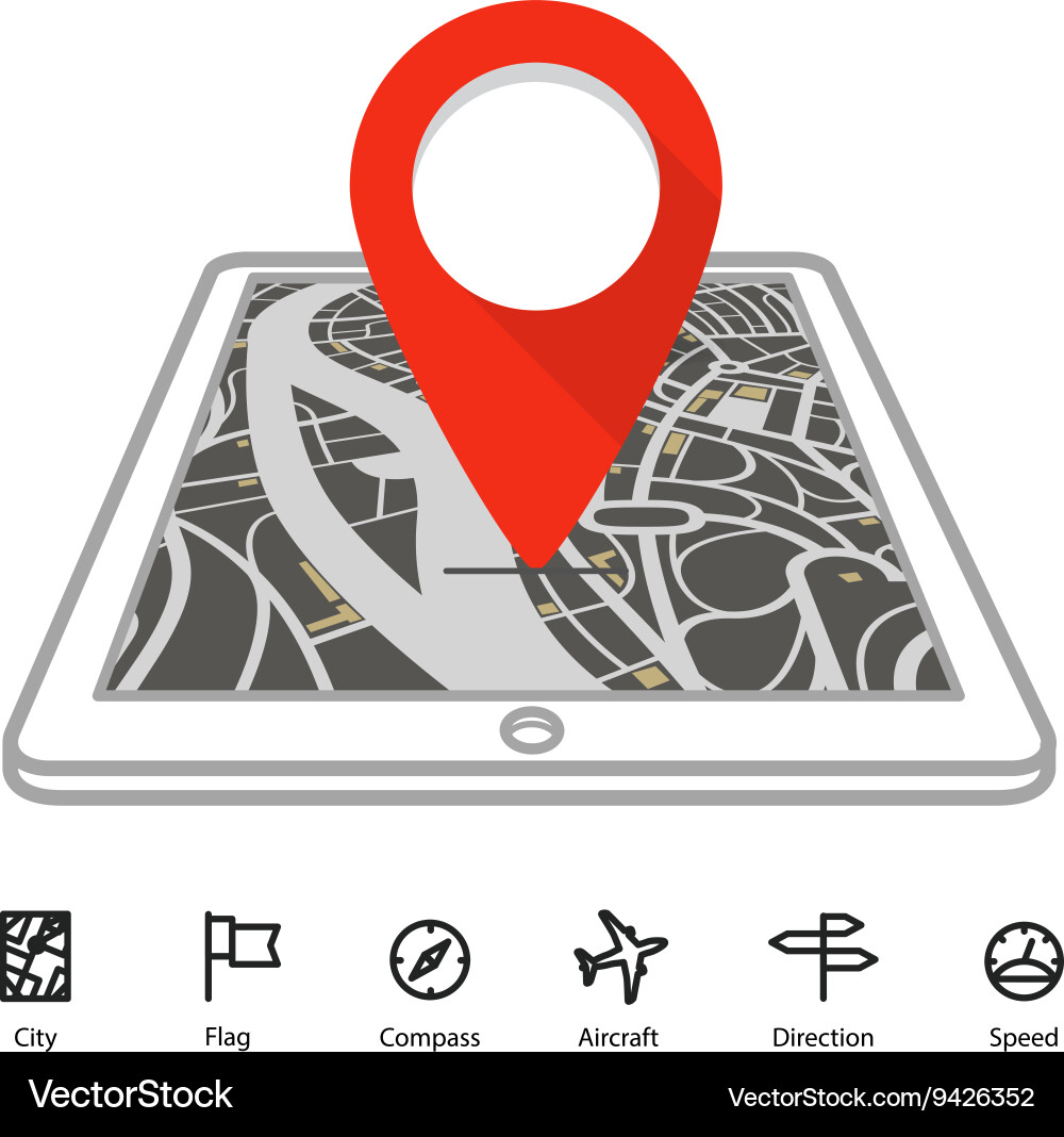 Modern gadget with abstract city map Royalty Free Vector