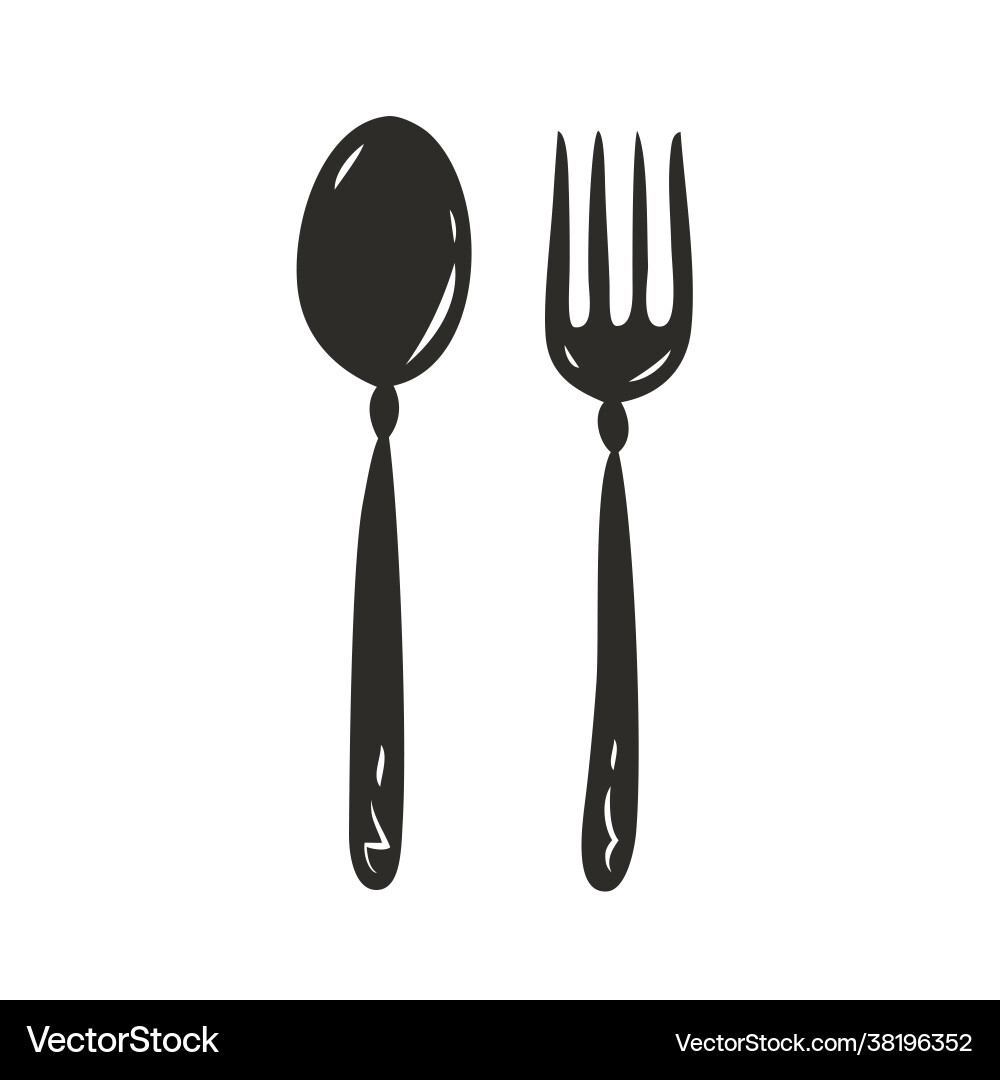 Spoon and fork symbol food concept Royalty Free Vector Image