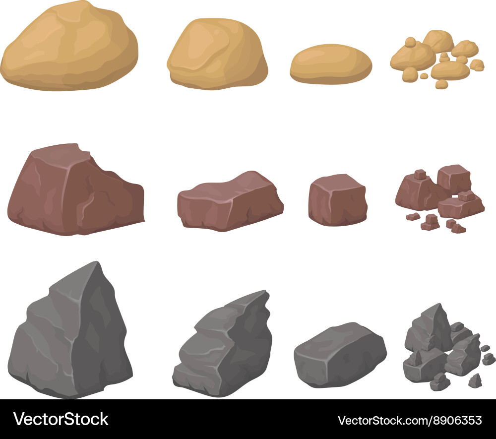 Cartoon Rocks and Stones Set Royalty Free Vector Image