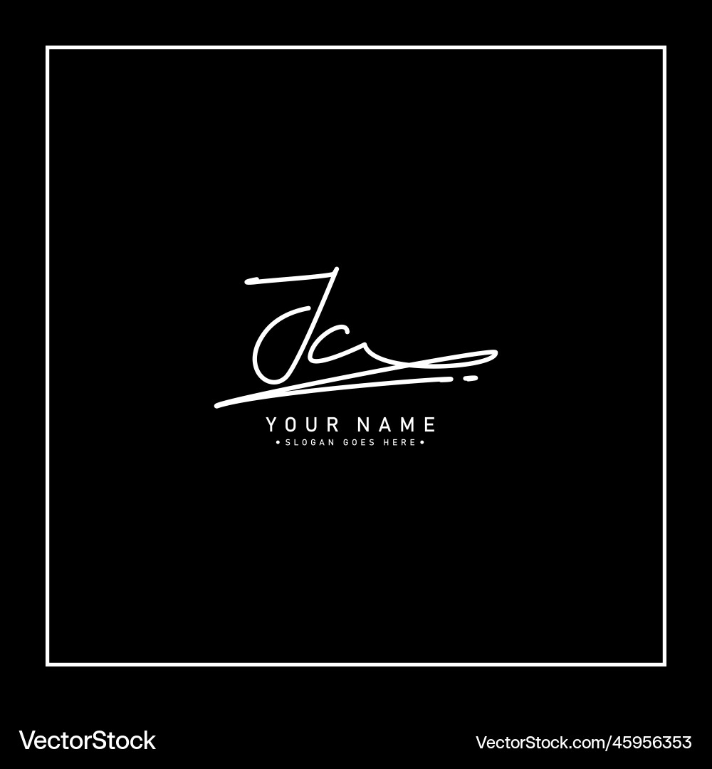 Jc simple signature logo - handwritten template Vector Image
