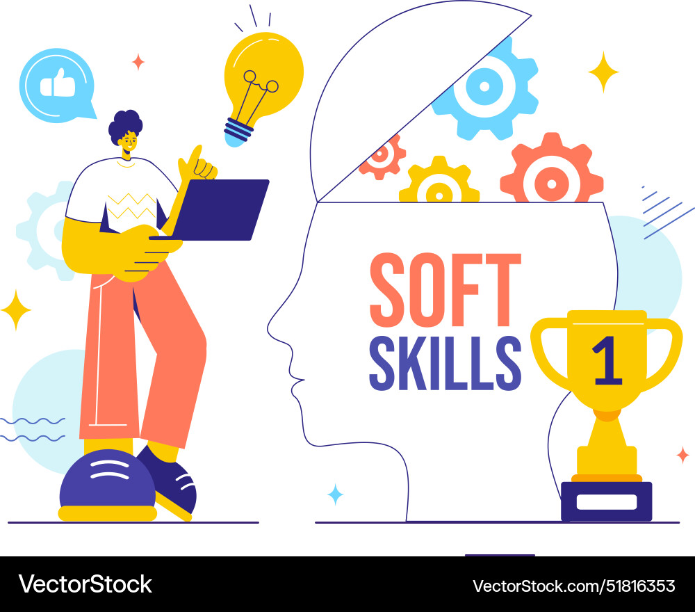 Office workers demonstrating soft skills Vector Image
