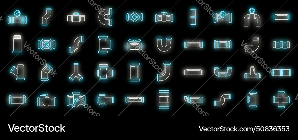 Pipe icons set neon Royalty Free Vector Image - VectorStock