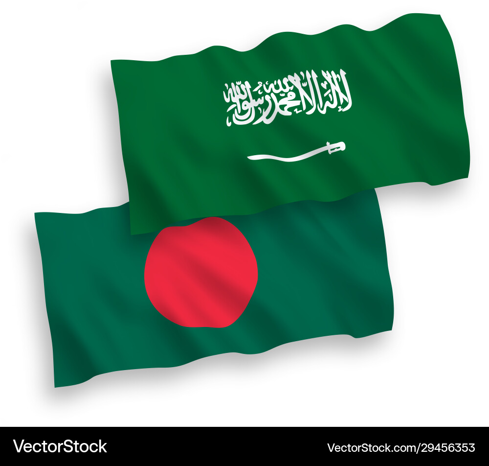 Saudi Arabia & Bangladesh Flags Royalty Free Vector
