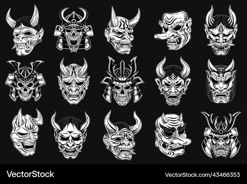 Oni Mask Drawing Poster Oni Mask Illustration Design With Dark Art