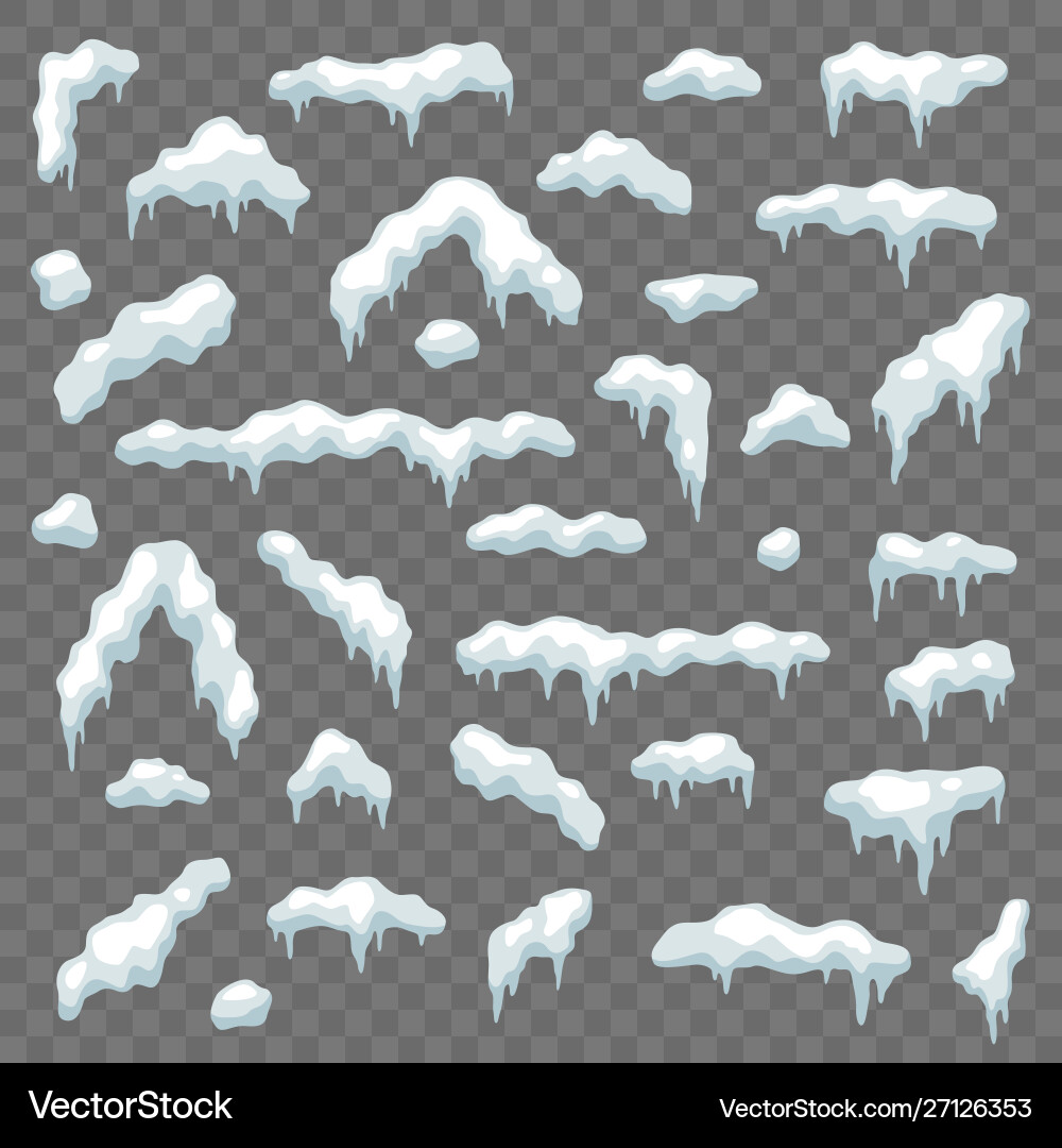 Snow caps winter snowy elements snowdrifts Vector Image